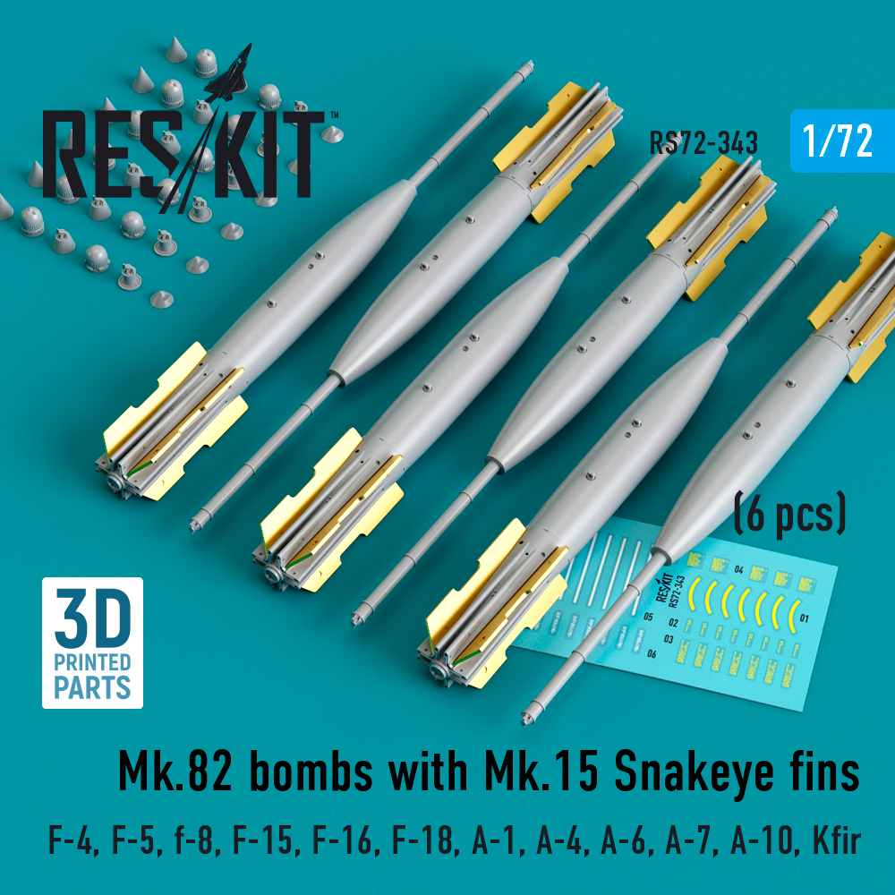 Mk.82 bombs with Mk.15 Snakeye fins (4pcs) (1/72) - BIG PLANES KITS